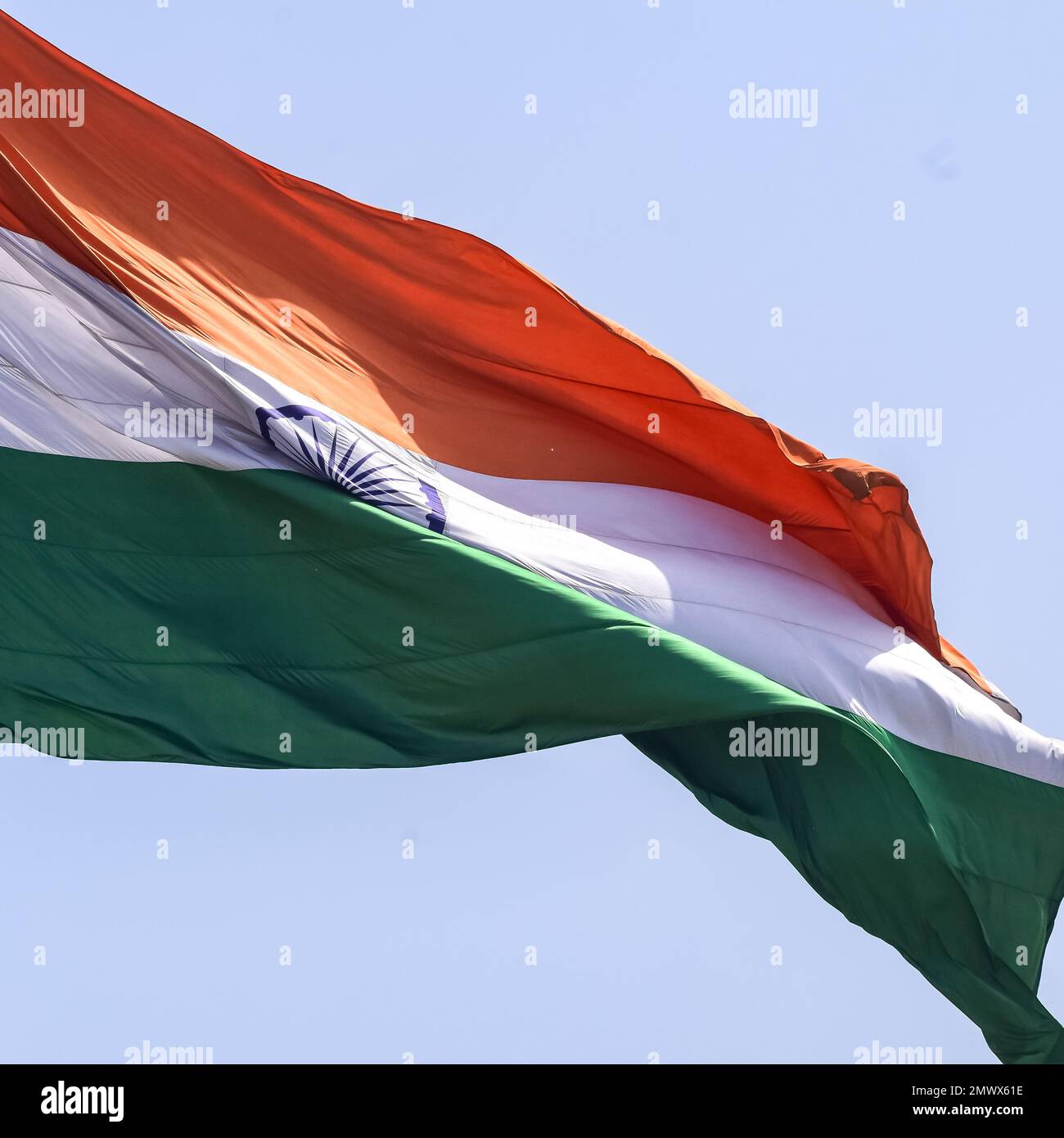 India flag flying high at Connaught Place with pride in blue sky, India ...