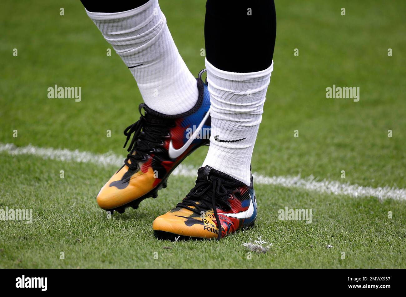 Jacksonville Jaguars' Johnathan Cyprien wearing custom cleats before an ...