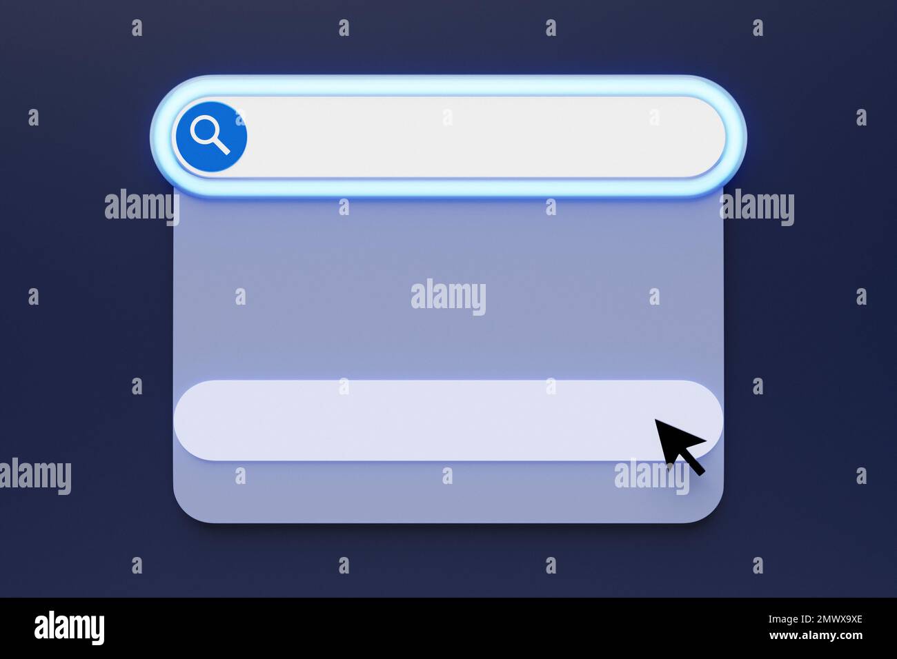 3D illustration search frame, box, panel on the internet with a ...