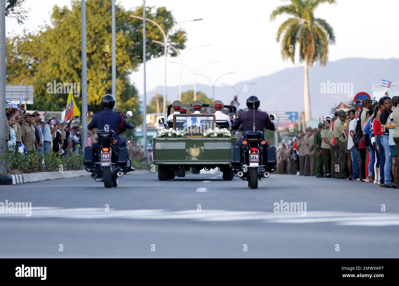 The ashes of Fidel Castro are escorted on their way to the Santa ...