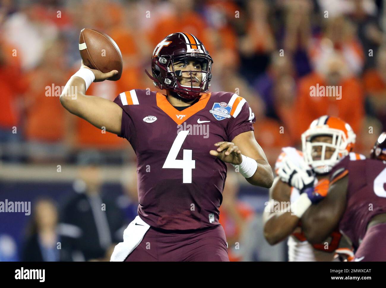 Virginia Tech quarterback Jerod Evans (4) looks to pass, during the ...