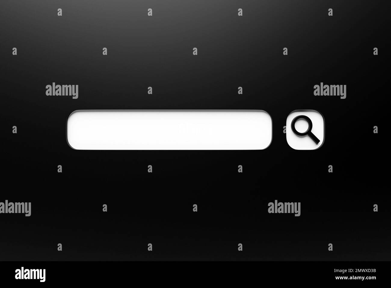 3D illustration, Search bar design element on a black background ...