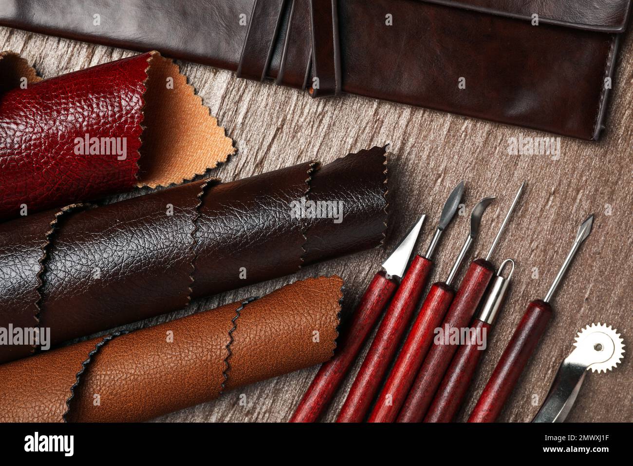 Vintage leather cutter tools hi-res stock photography and images - Alamy