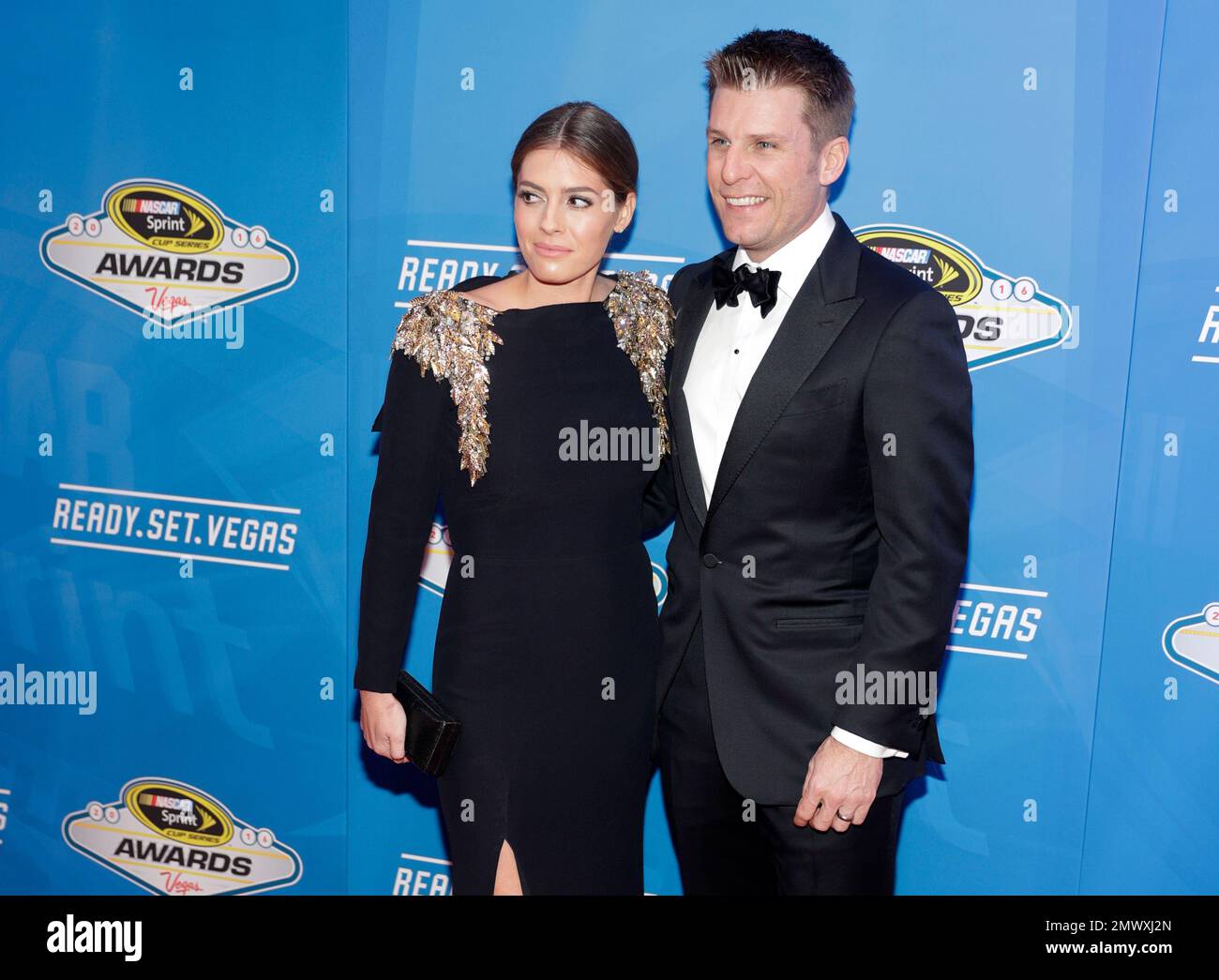 Jamie McMurray, right, and his wife, Christy McMurray, pose on the red ...