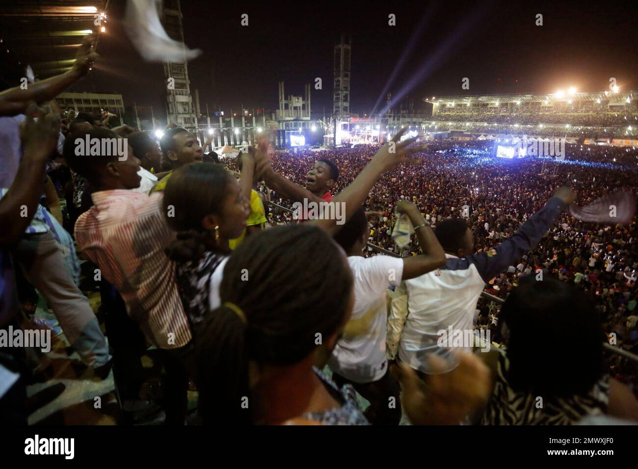 Thousands of Christians sing and dance during Nigeria's biggest gospel concert The Experience at ...
