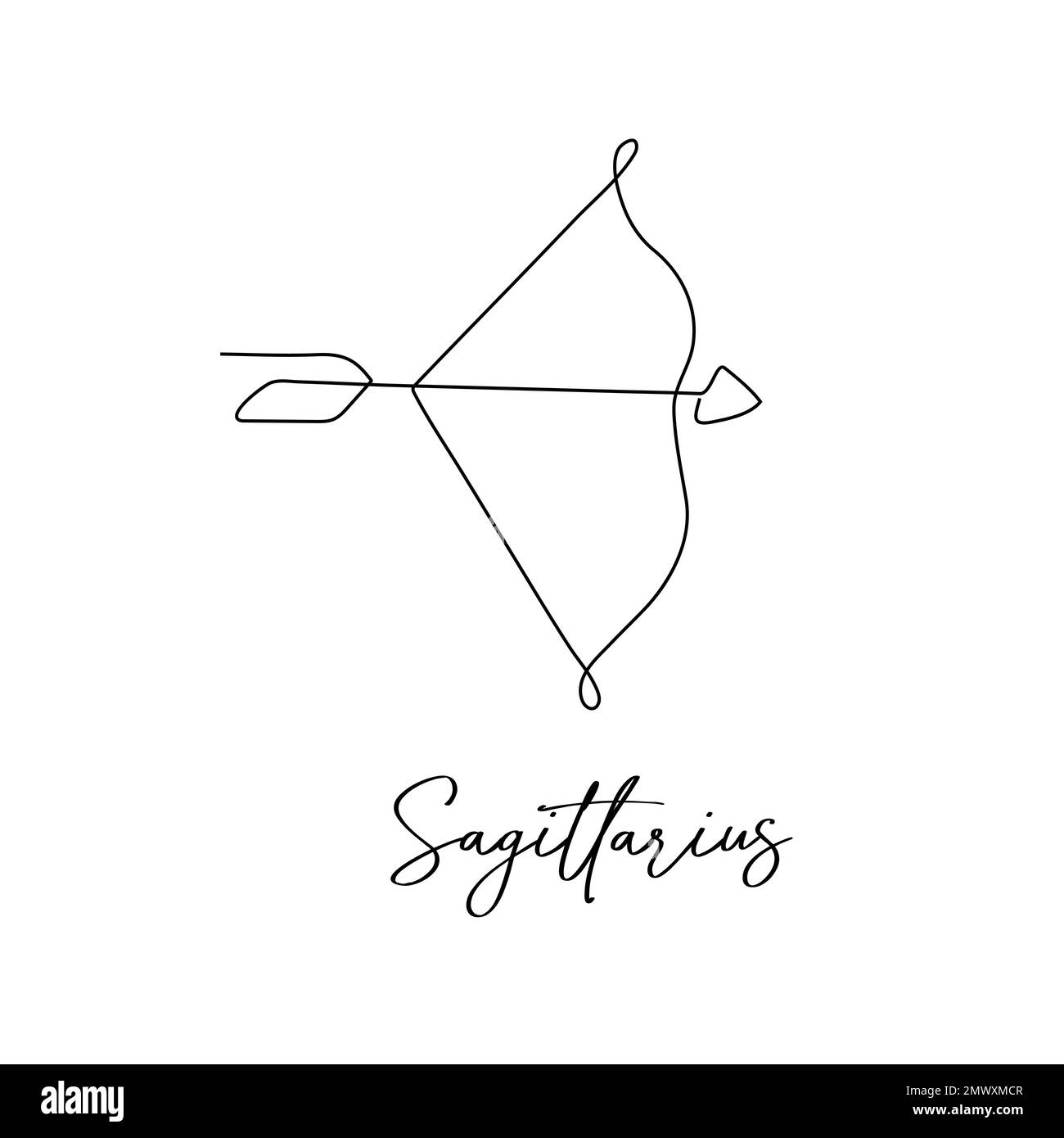 Astrology Zodiac Sign Sagittarius Horoscope Symbol In Line Art Style