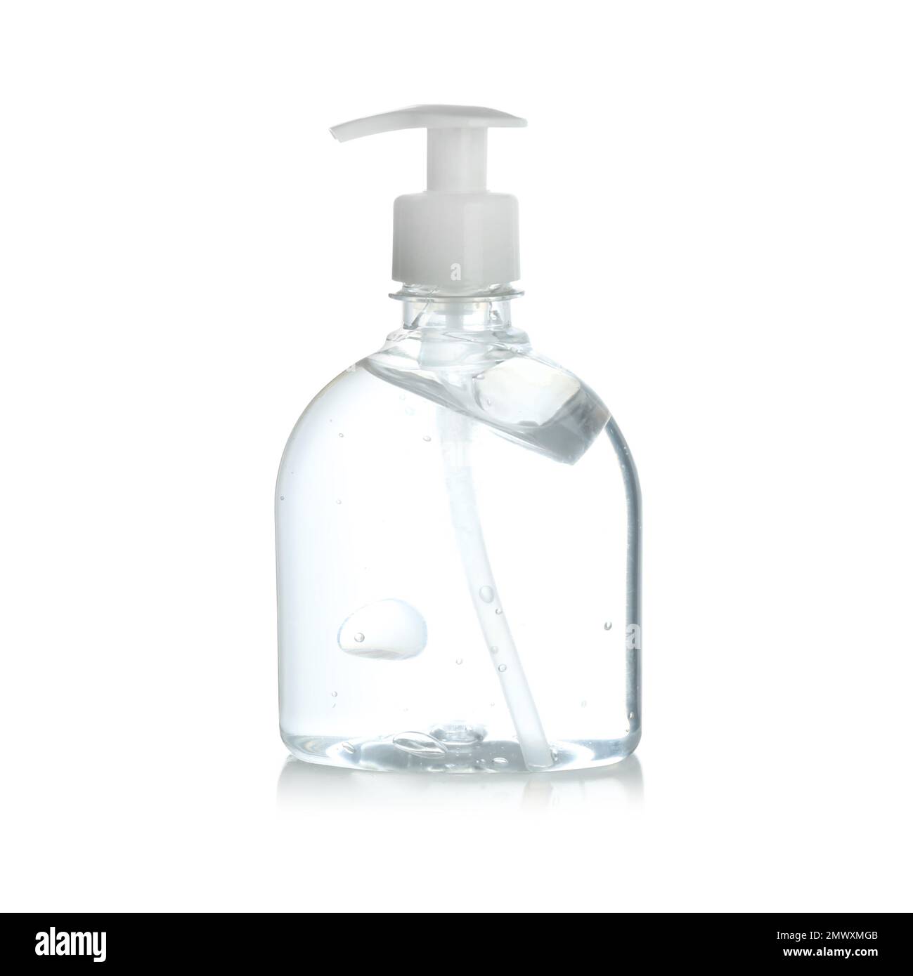 Bottle of antibacterial hand gel on white background Stock Photo - Alamy