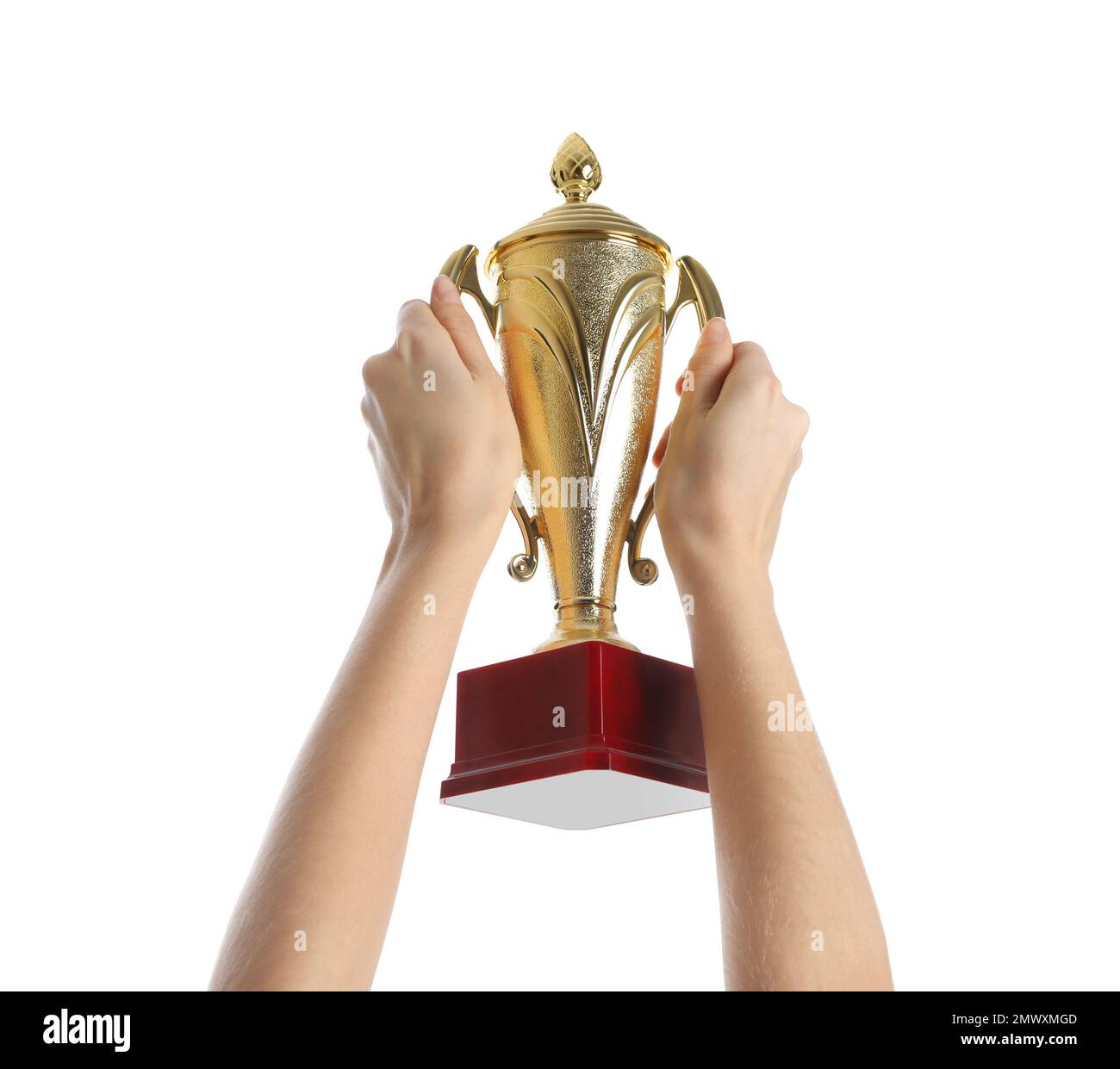 Team hands holding trophy Cut Out Stock Images & Pictures - Alamy