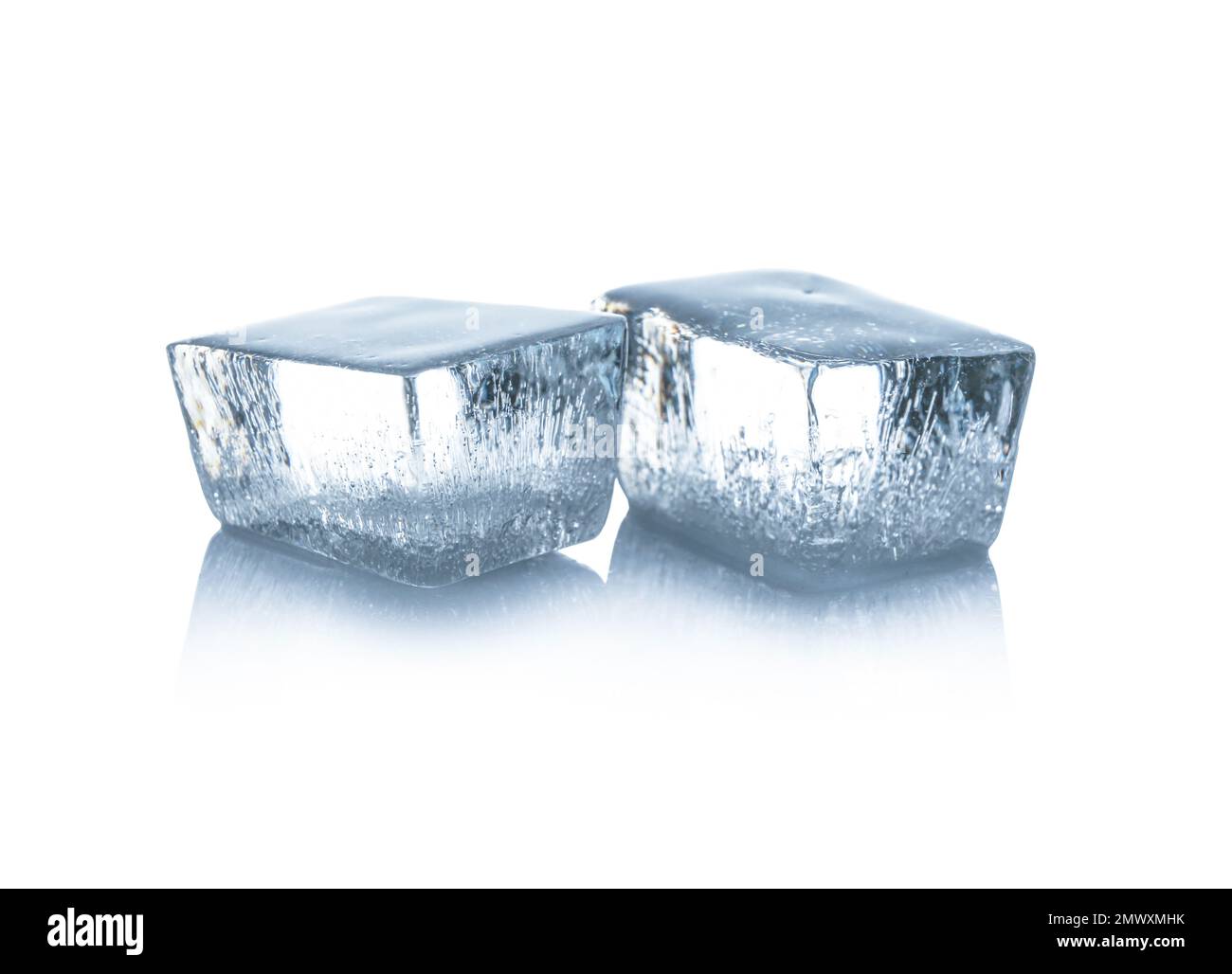 Crystal clear ice cubes isolated on white Stock Photo - Alamy