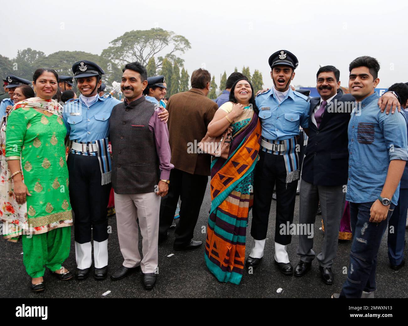 Newly recruited Indian Air Force (IAF) officers pose for photographs ...