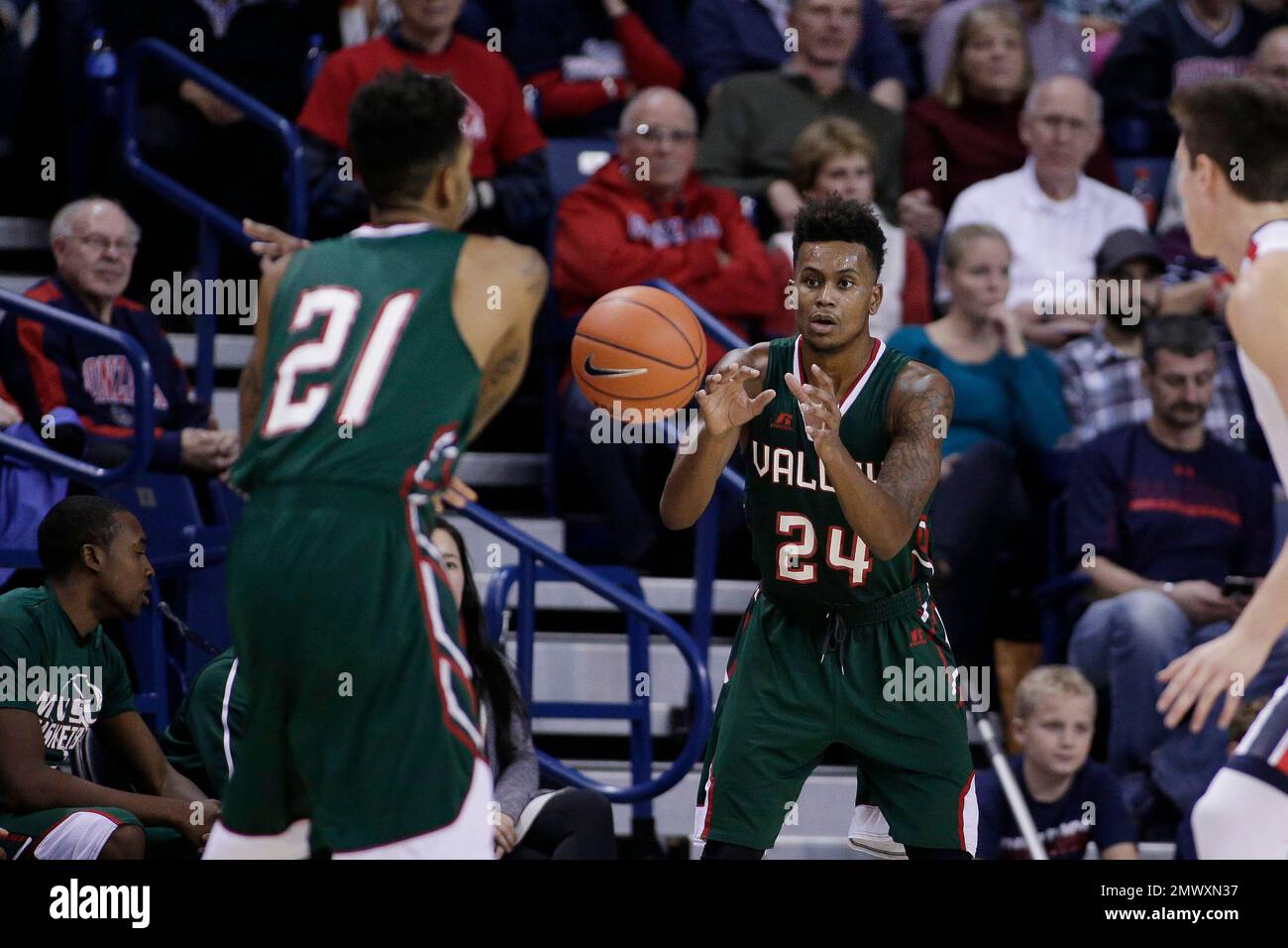 Mississippi Valley State forward Terence Traylor (21) passes the ball ...