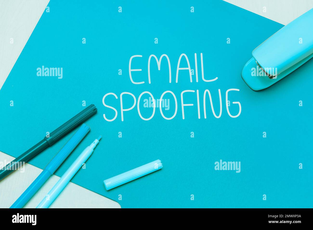 Handwriting text Email Spoofing. Word for secure the access and content ...