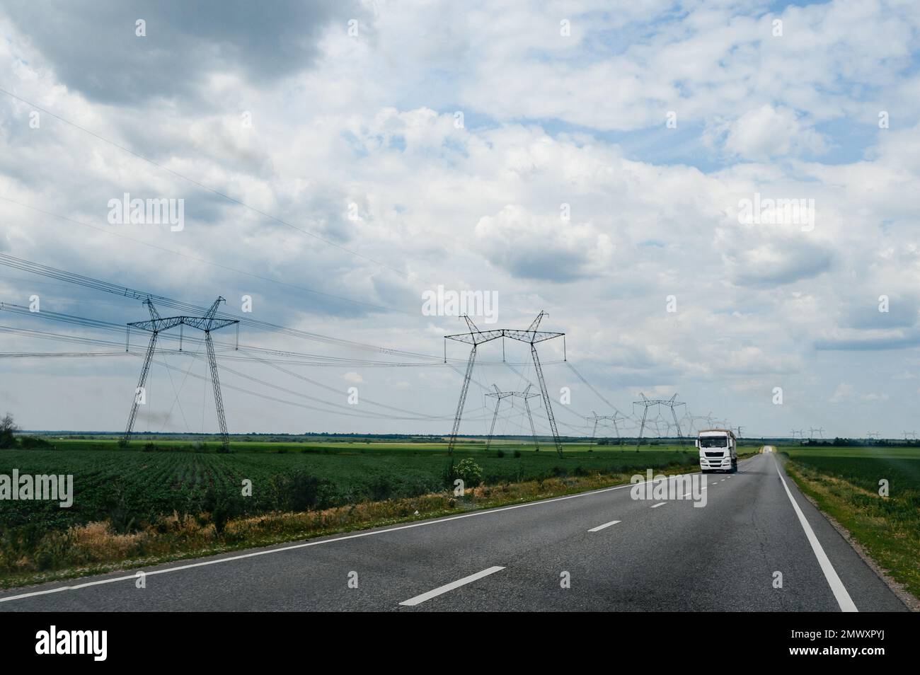 High -voltage line of Ukrainian power grids before the war in Ukraine ...