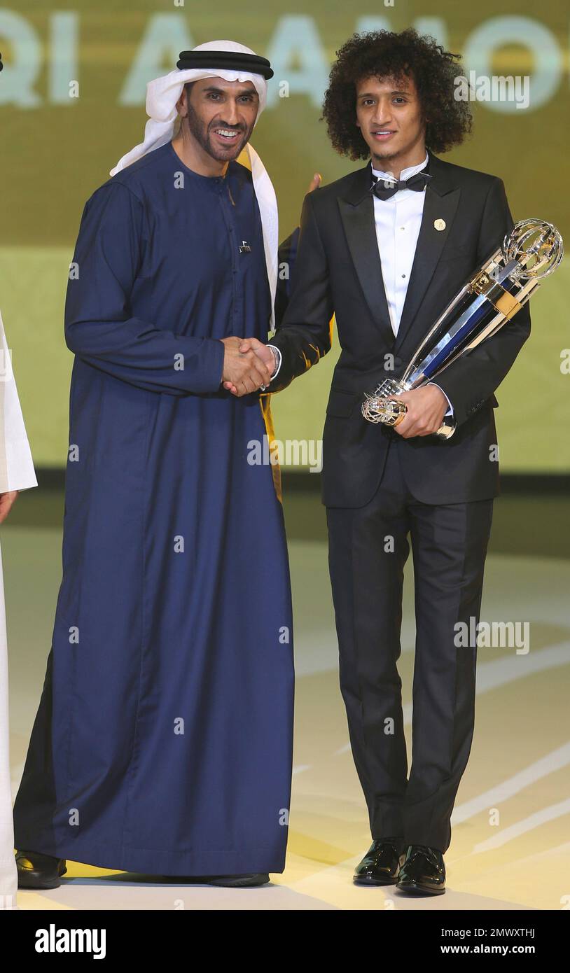 Emirati football player Omar Abdulrahman, right, poses with the AFC ...