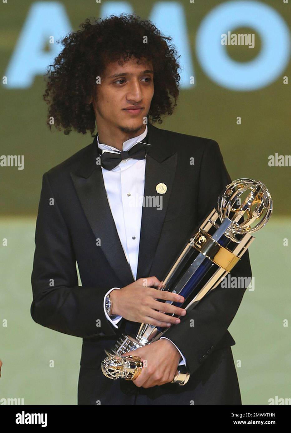 Emirati football player Omar Abdulrahman, reacts after he won the AFC ...