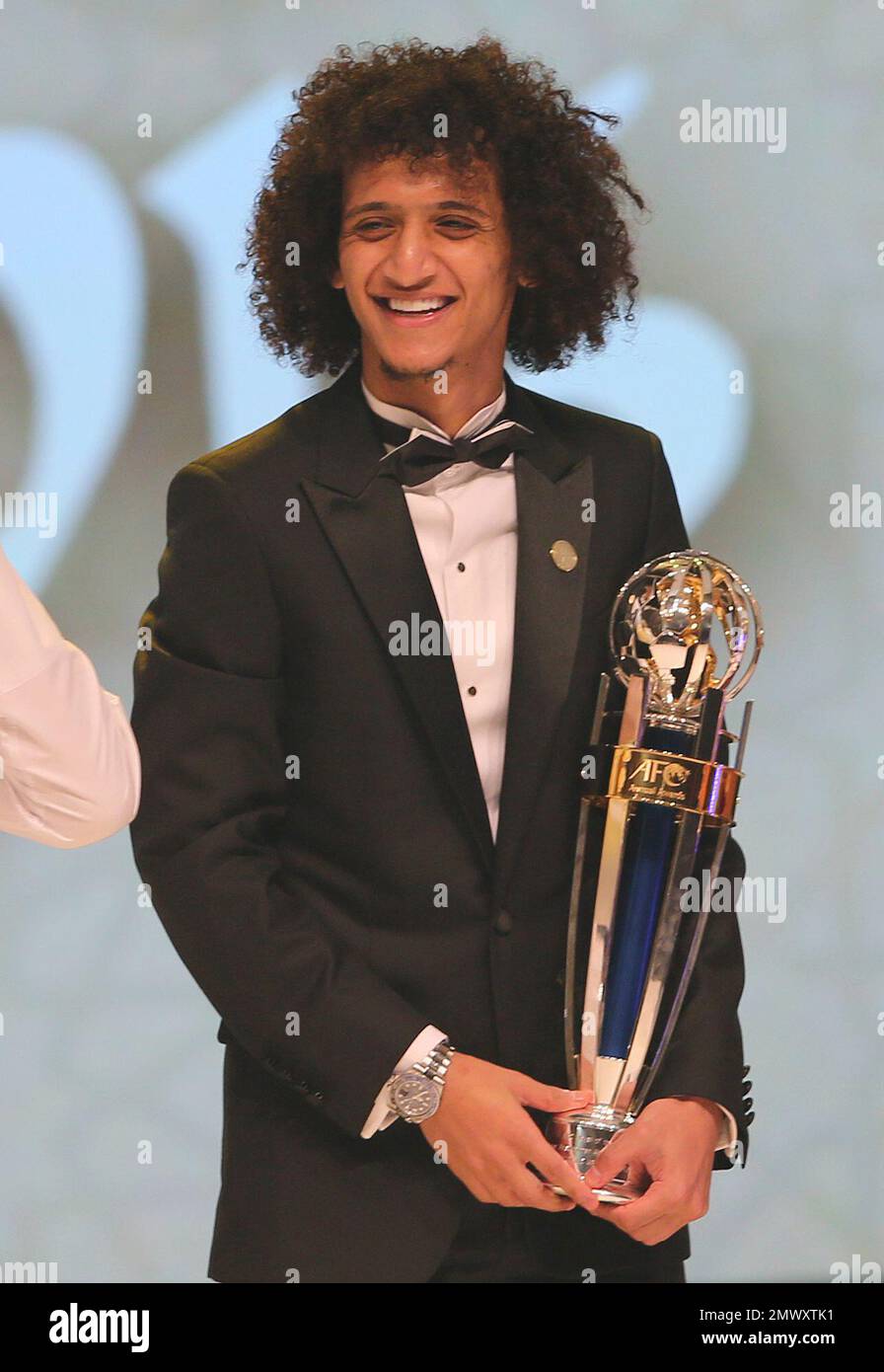 Emirati football player Omar Abdulrahman, reacts after he won the AFC ...