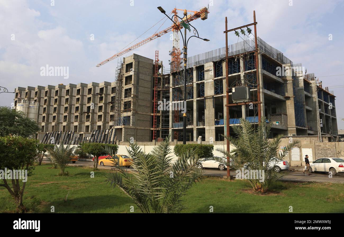 An unfinished hotel in Basra, 340 miles (550 kilometers) southeast of ...