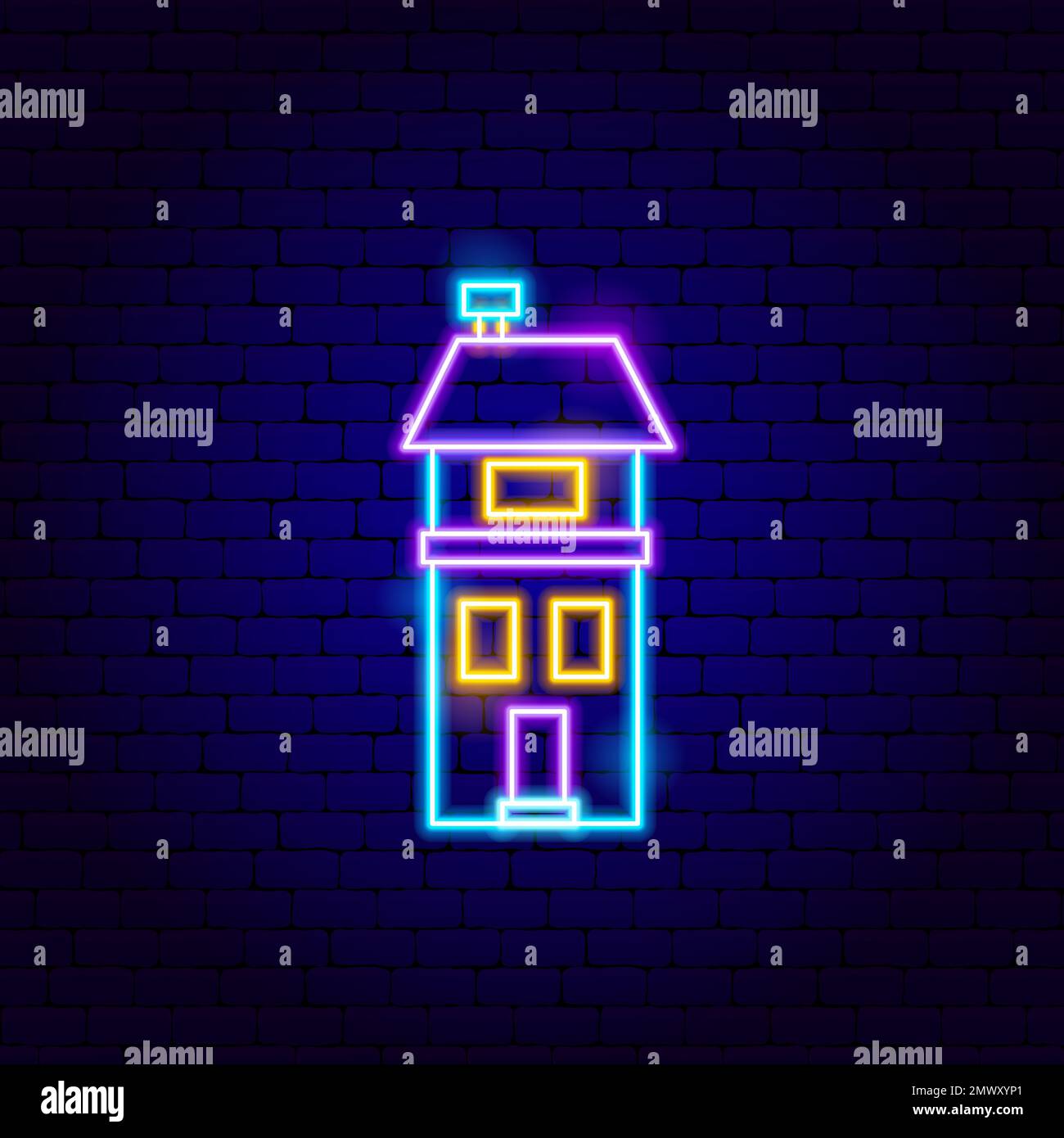 Neon Blue House Sign Stock Vector Image & Art - Alamy