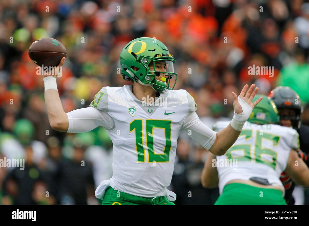 Oregon quarterback Justin Herbert in the first half of an NCAA college ...