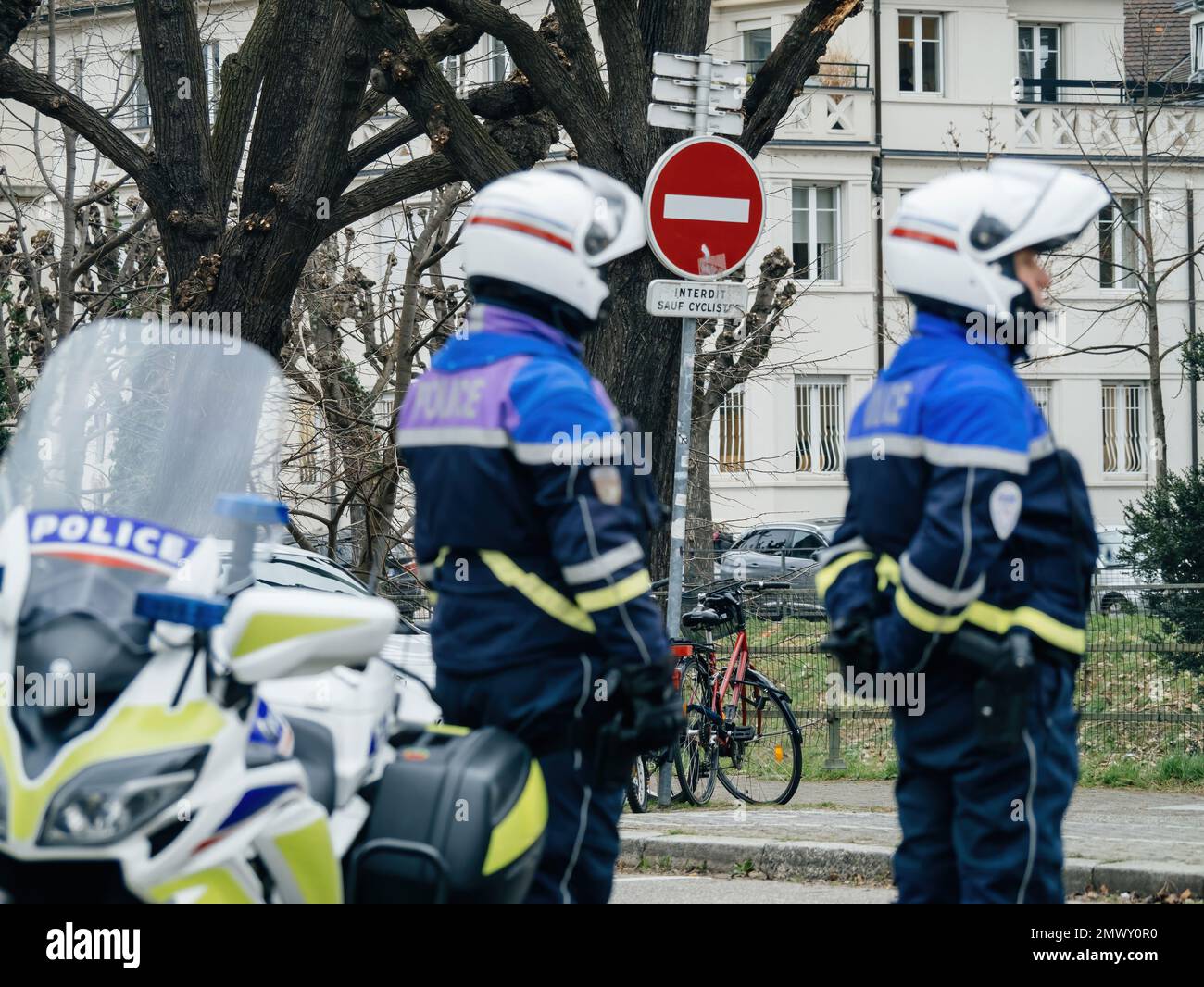 Strasbourg, France - 31 January 2023: Silhouette of French police ...