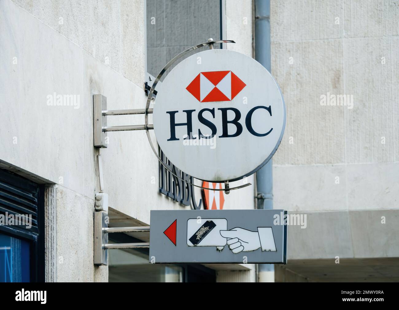Strasbourg, France - 31 January 2023: HSBC bank logotype insignia above ...