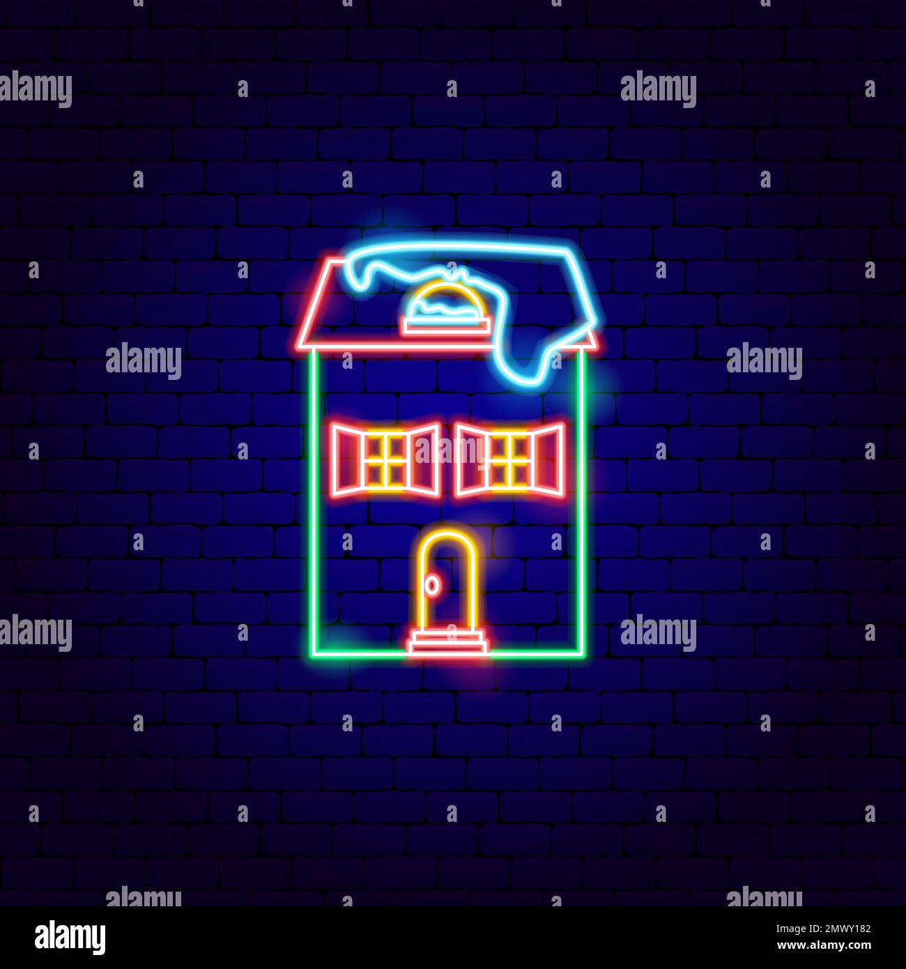 Snow Neon Green House Sign Stock Vector Image & Art - Alamy
