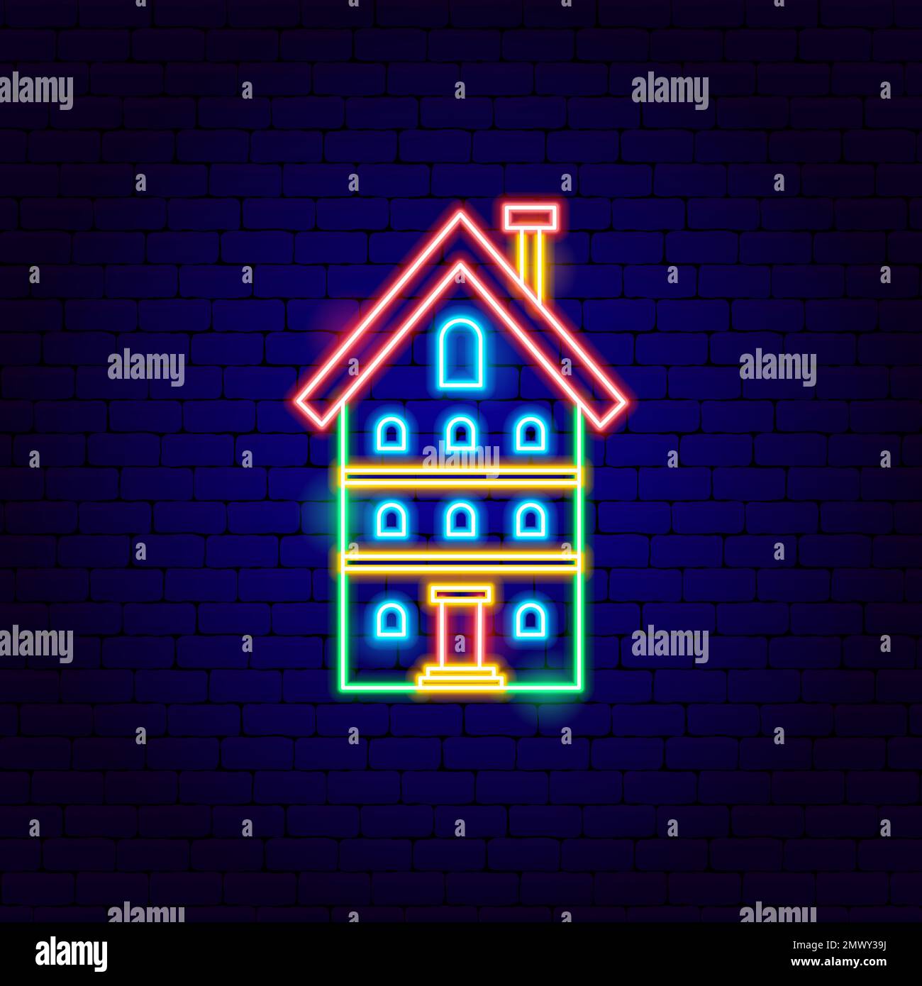 Neon Green House Sign Stock Vector Image & Art - Alamy
