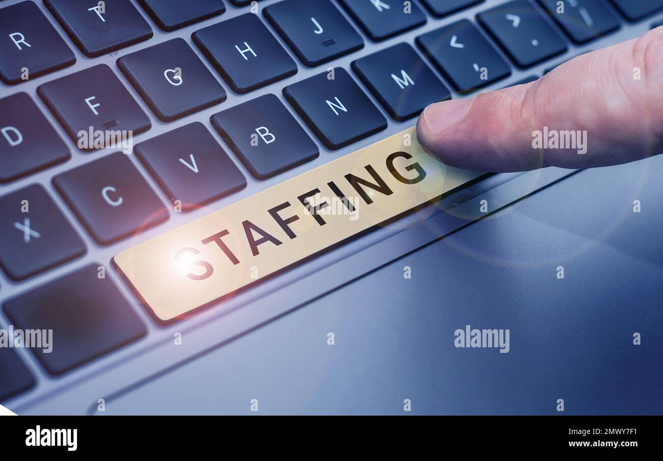 Conceptual caption Staffing. Word for The percentage of workers that ...
