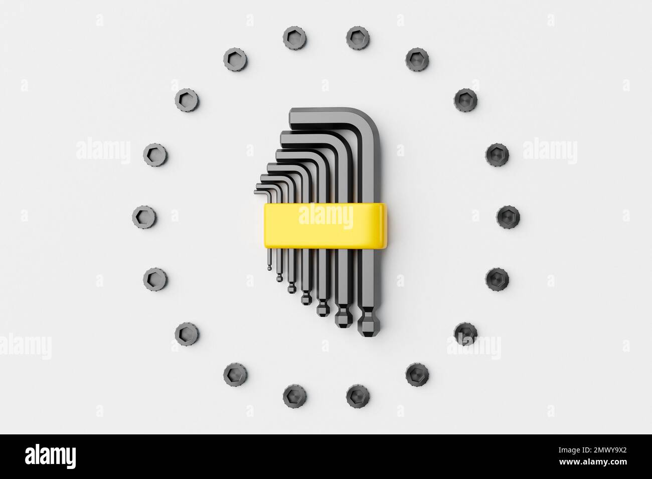 3D illustration of a hexagons tool on a white background. Hand ...