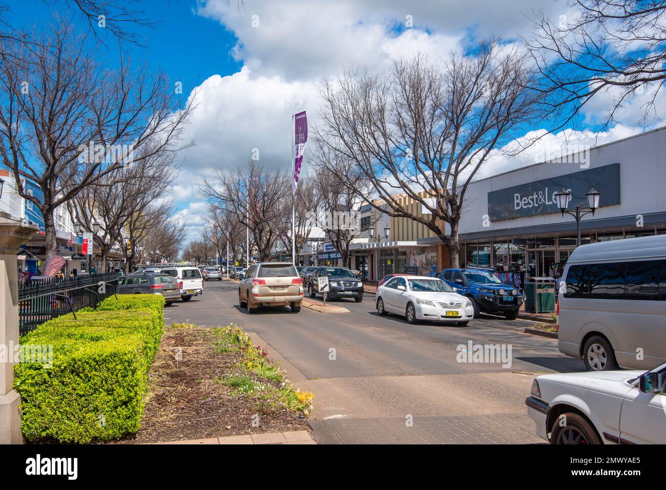 Traffic in the main shopping street of Dubbo City in regional New South ...