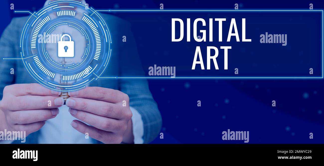 Text showing inspiration Digital Art. Word for use of skill and ...