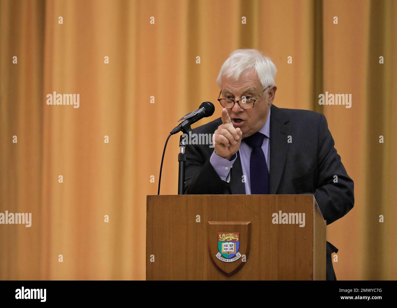 Chris Patten, Hong Kong's last British governor gestures during a ...