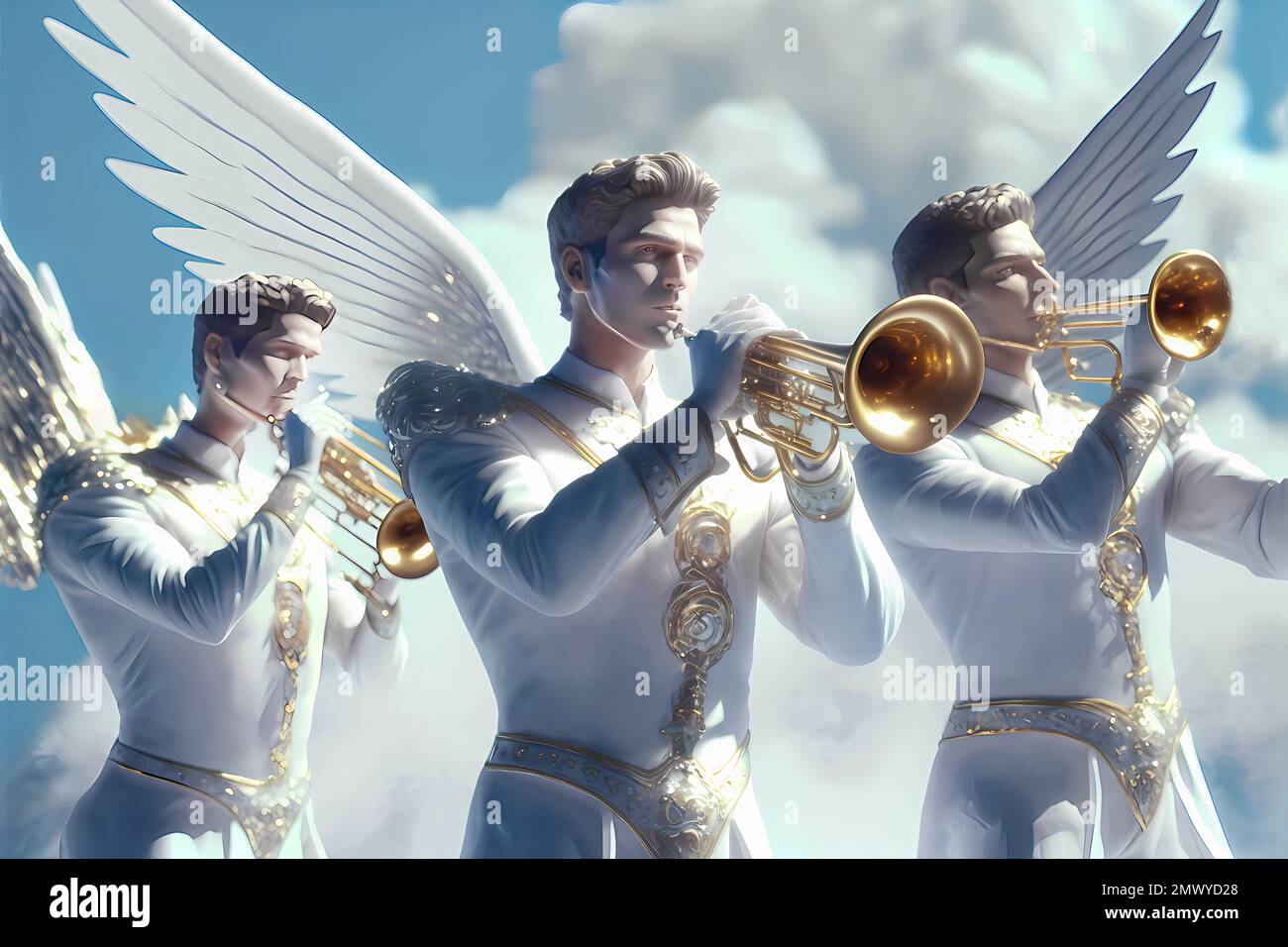 Angel playing the trumpet hi-res stock photography and images - Alamy