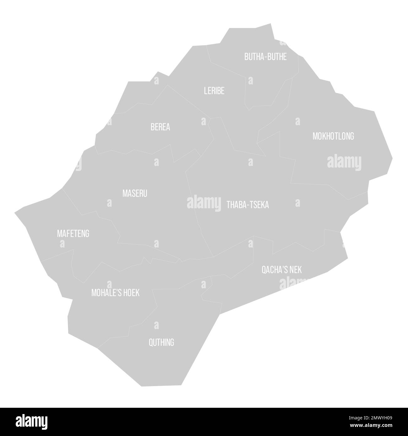 Lesotho political map of administrative divisions - districts. Solid ...