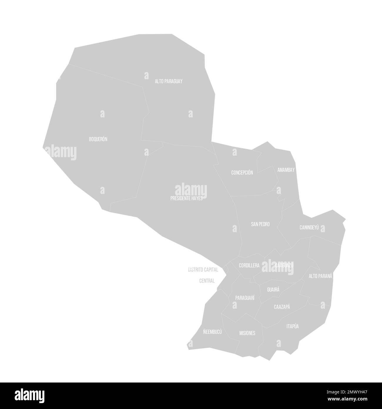 Paraguay political map of administrative divisions - departments and ...