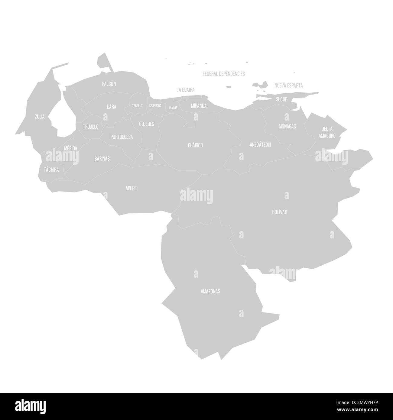 Venezuela political map of administrative divisions - states, capital ...