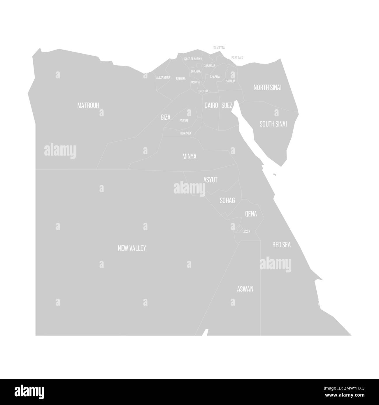 Egypt political map of administrative divisions - governorates. Solid ...