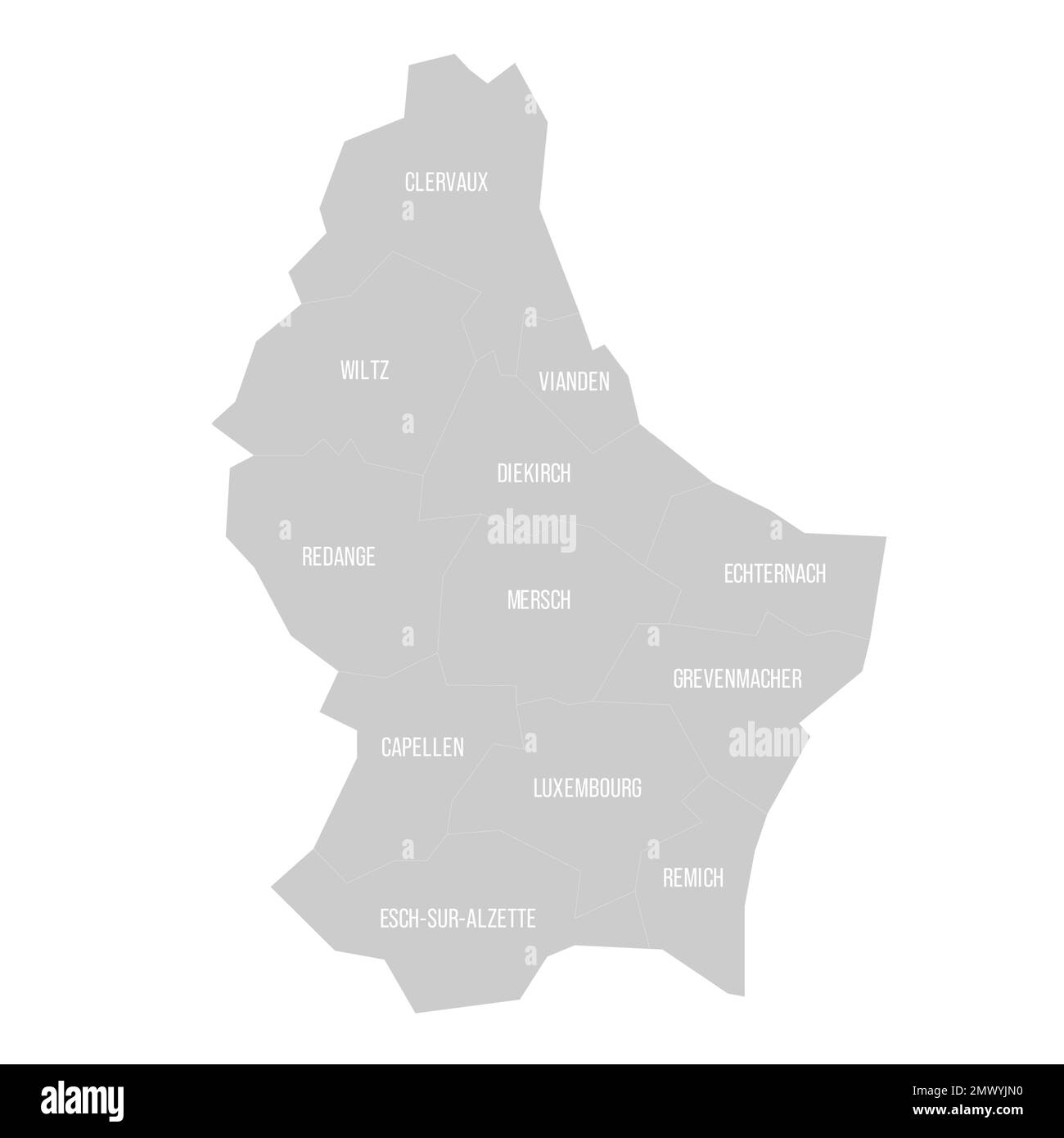 Luxembourg political map of administrative divisions - cantons. Solid ...
