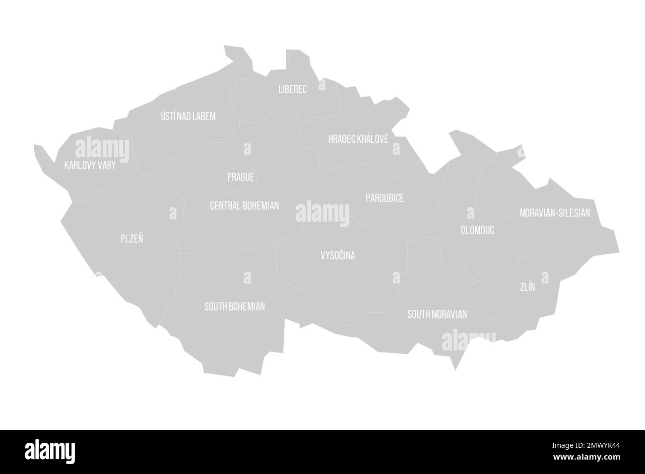 Czech Republic political map of administrative divisions - regions ...