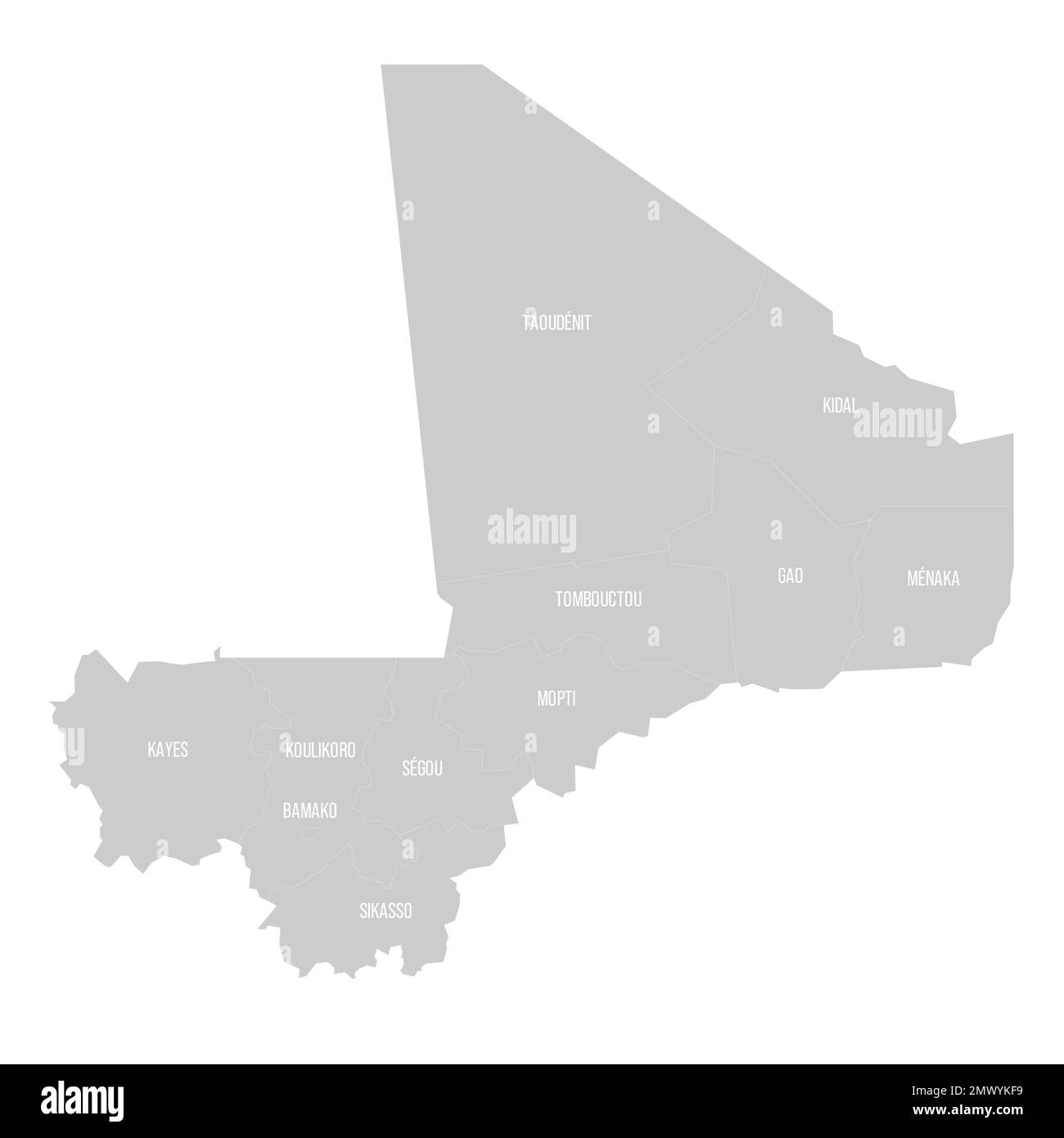 Mali political map of administrative divisions - regions and capital ...