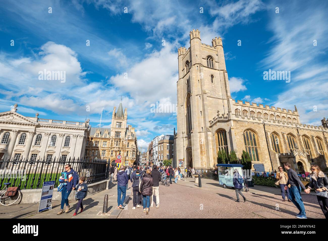 Tourists walk outside Great St Mary's Church on King's Parade in city ...