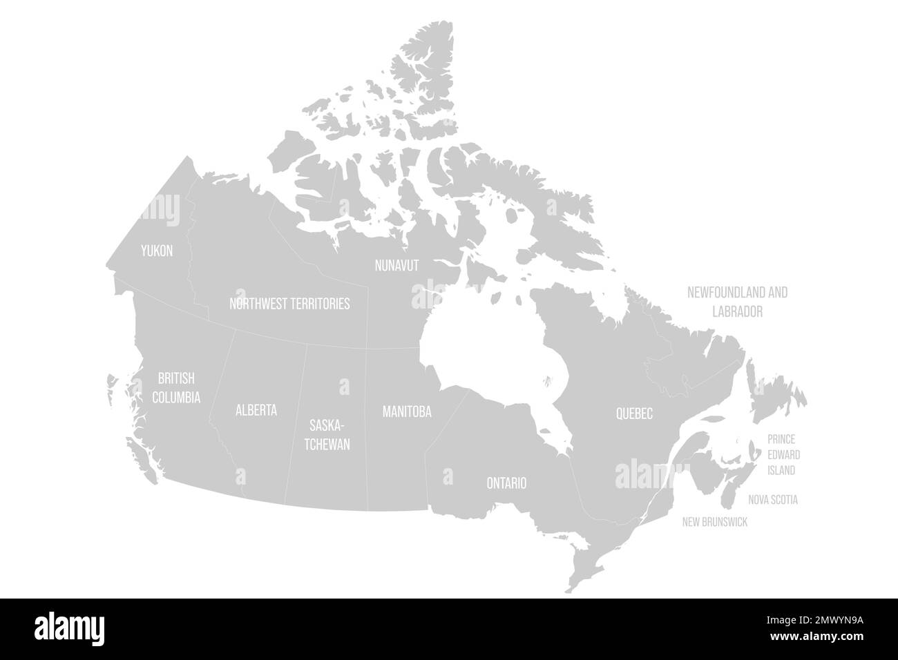 Canada political map of administrative divisions - provinces and ...
