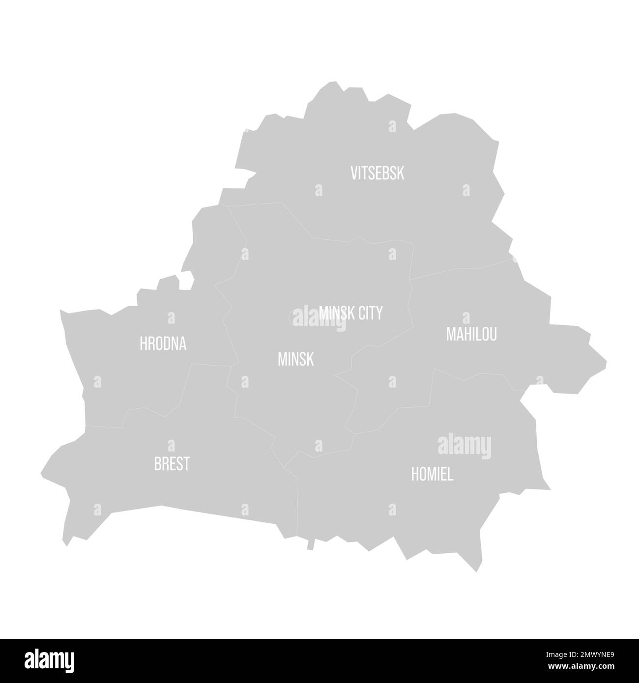 Belarus political map of administrative divisions - regions and one ...
