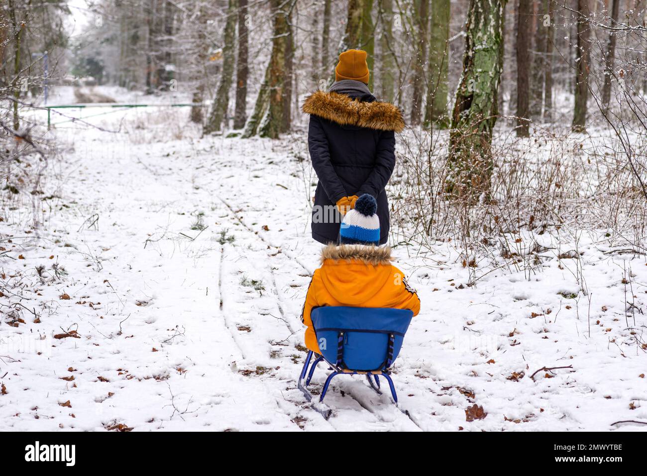 Woman pulling sled hi-res stock photography and images - Alamy