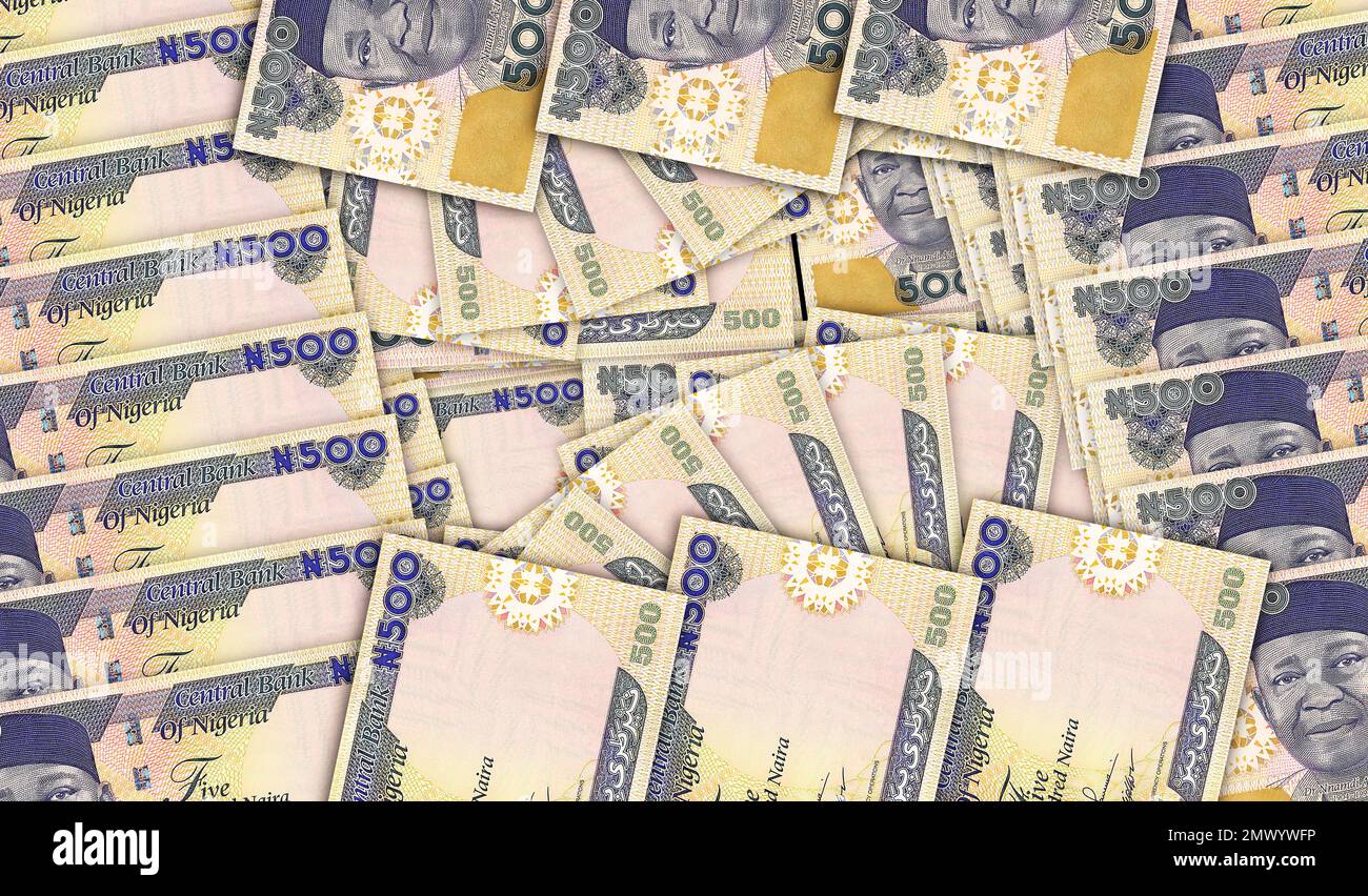 Nigerian Naira banknotes in a cash fan mosaic pattern. Nigeria NGN 500 ...