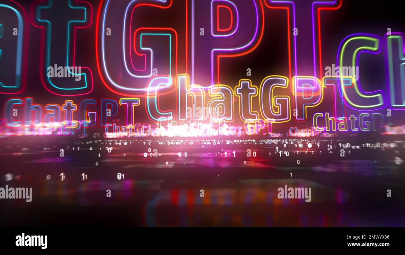 ChatGPT neon sign concept, open ai chat gpt bot and artificial ...