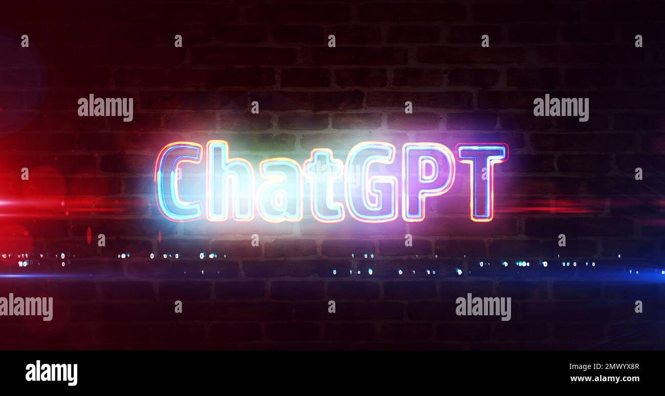 ChatGPT neon sign concept, open ai chat gpt bot and artificial ...