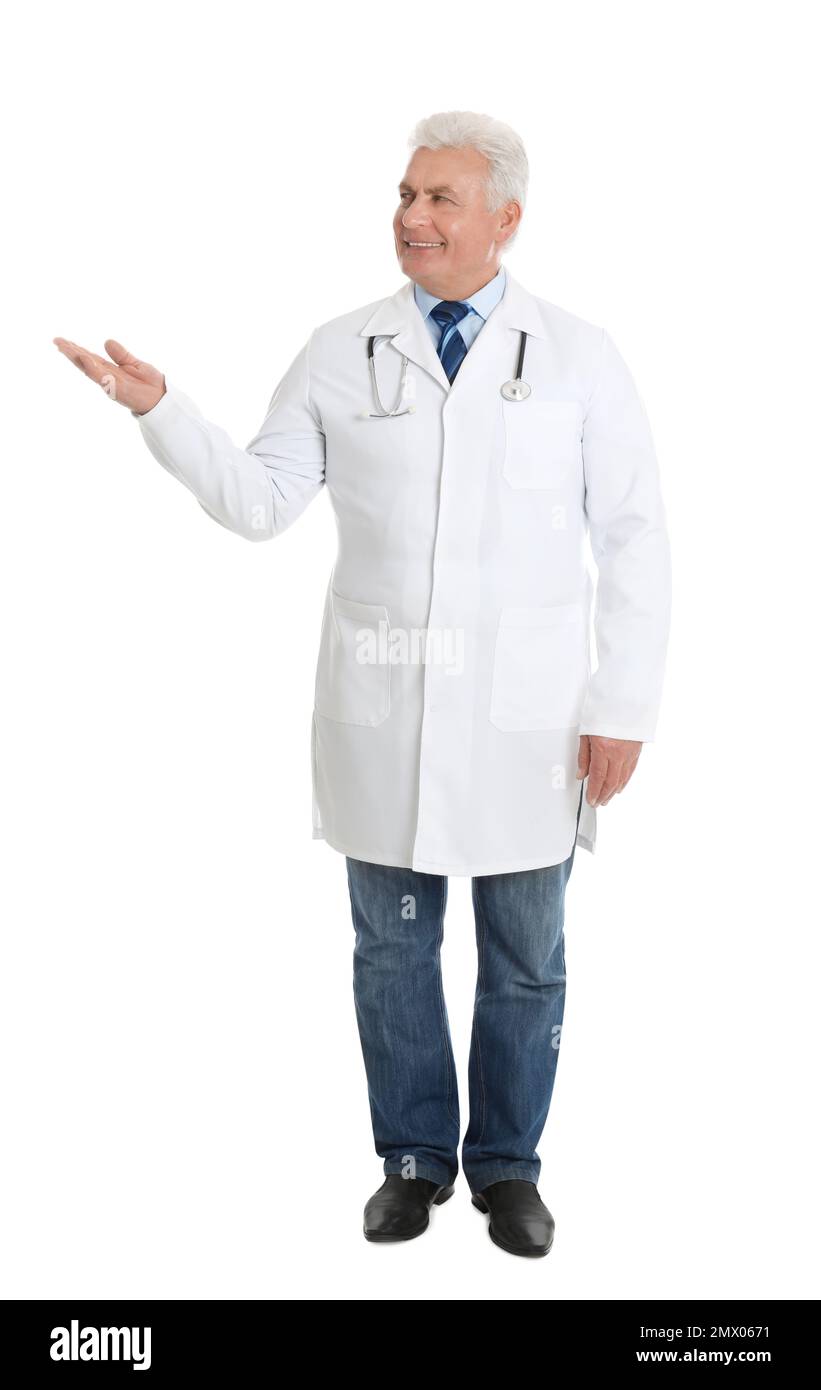 Full length portrait of senior doctor on white background Stock Photo ...