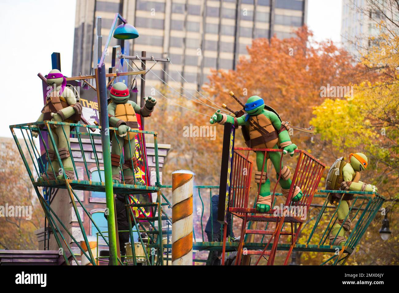 The Teenage Mutant Ninja Turtles are seen on 59th Street during the ...