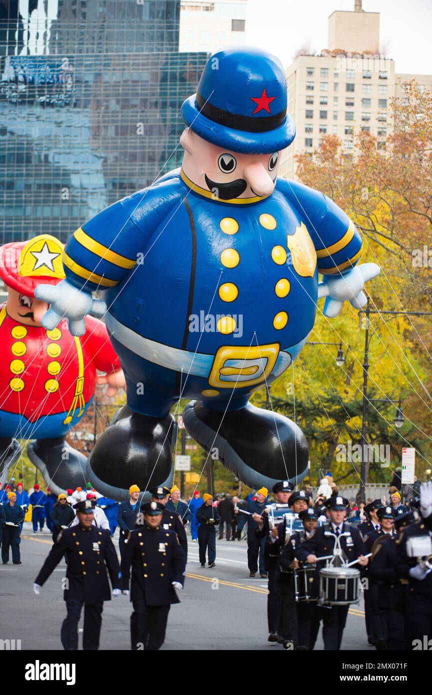 The Harold The Policeman float is seen on 59th Street during the Macy's ...